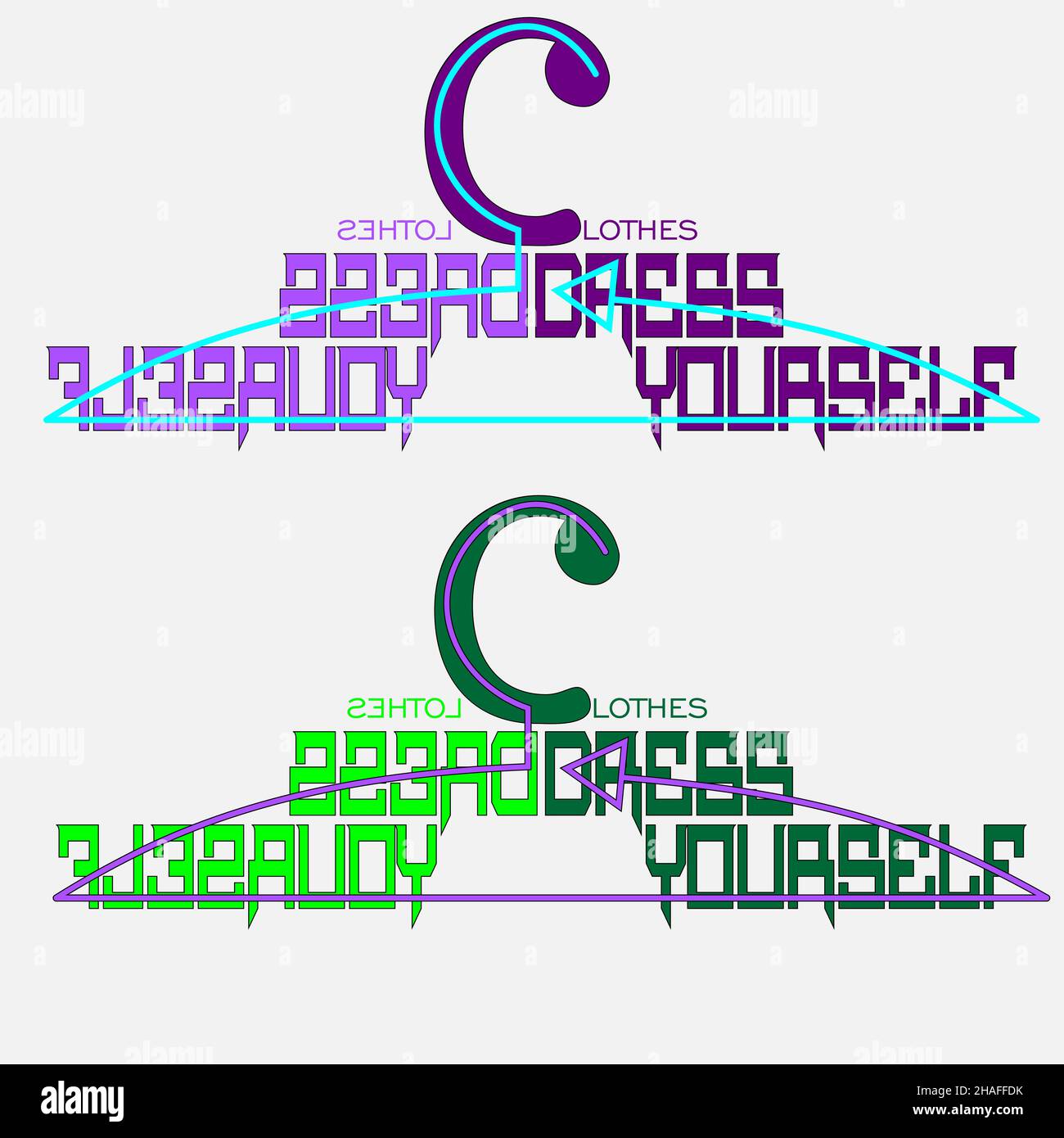 lettering of the logo of clothes in the form of a hanger in the style ...