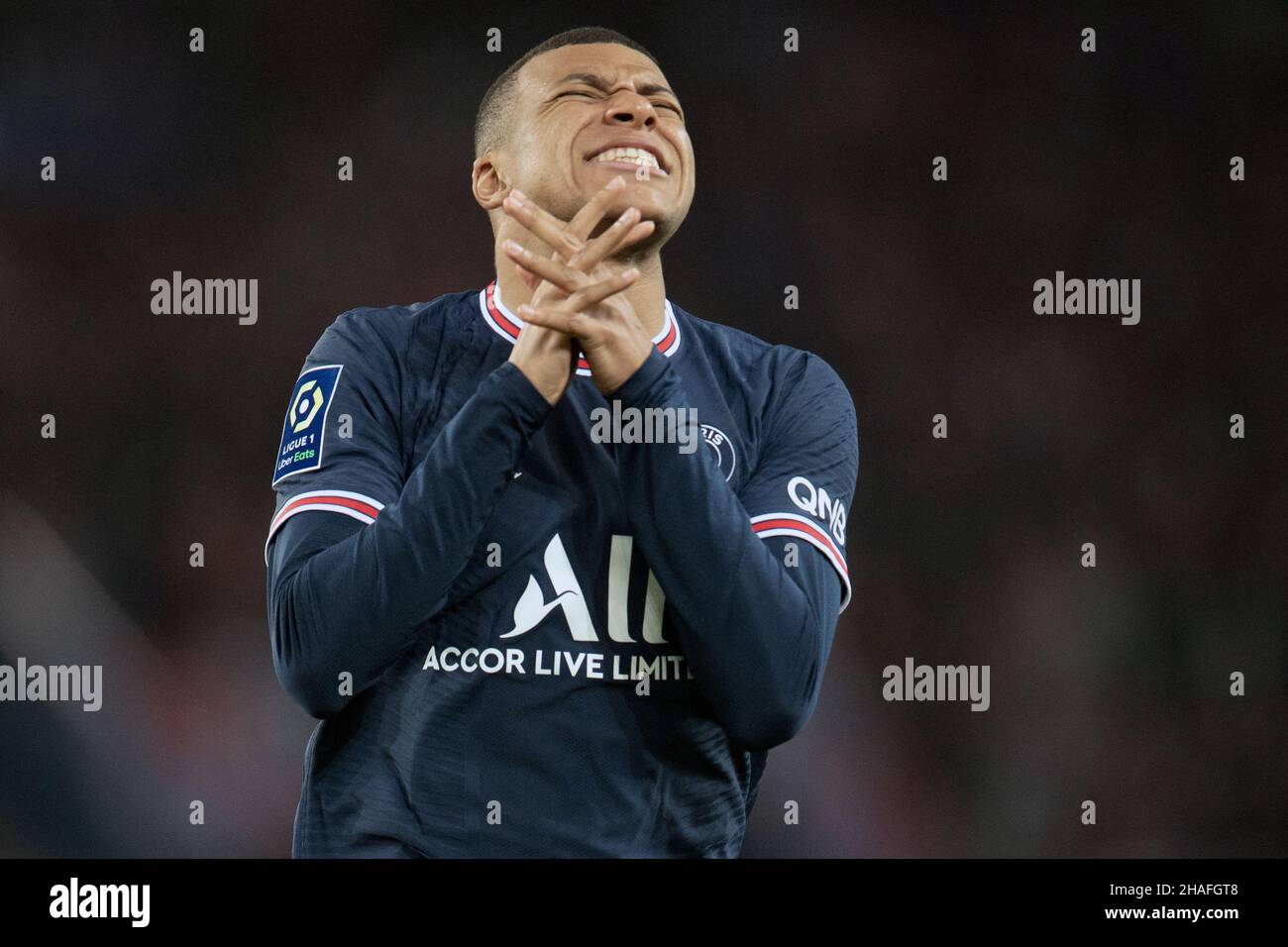 Kylian Mbappe of Paris Saint-Germain in action during the Ligue 1 Uber ...