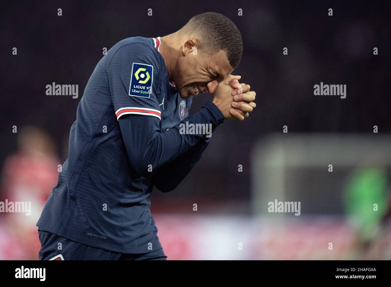 Kylian Mbappe of Paris Saint-Germain in action during the Ligue 1 Uber ...