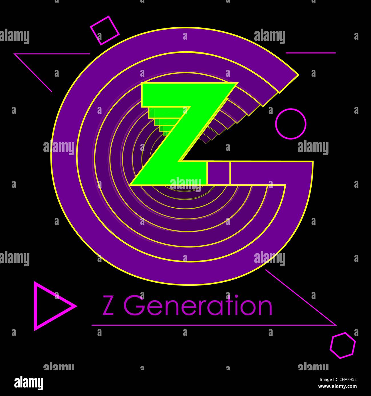Generation z lettering logo on dark background with geometric shapes 1 ...