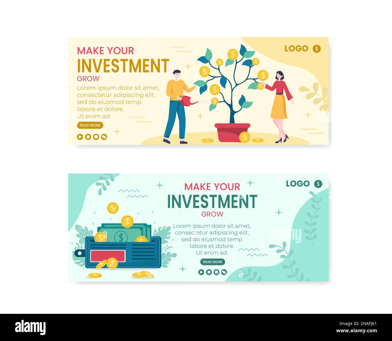 Real Estate Investment Banner Template Flat Design Illustration ...