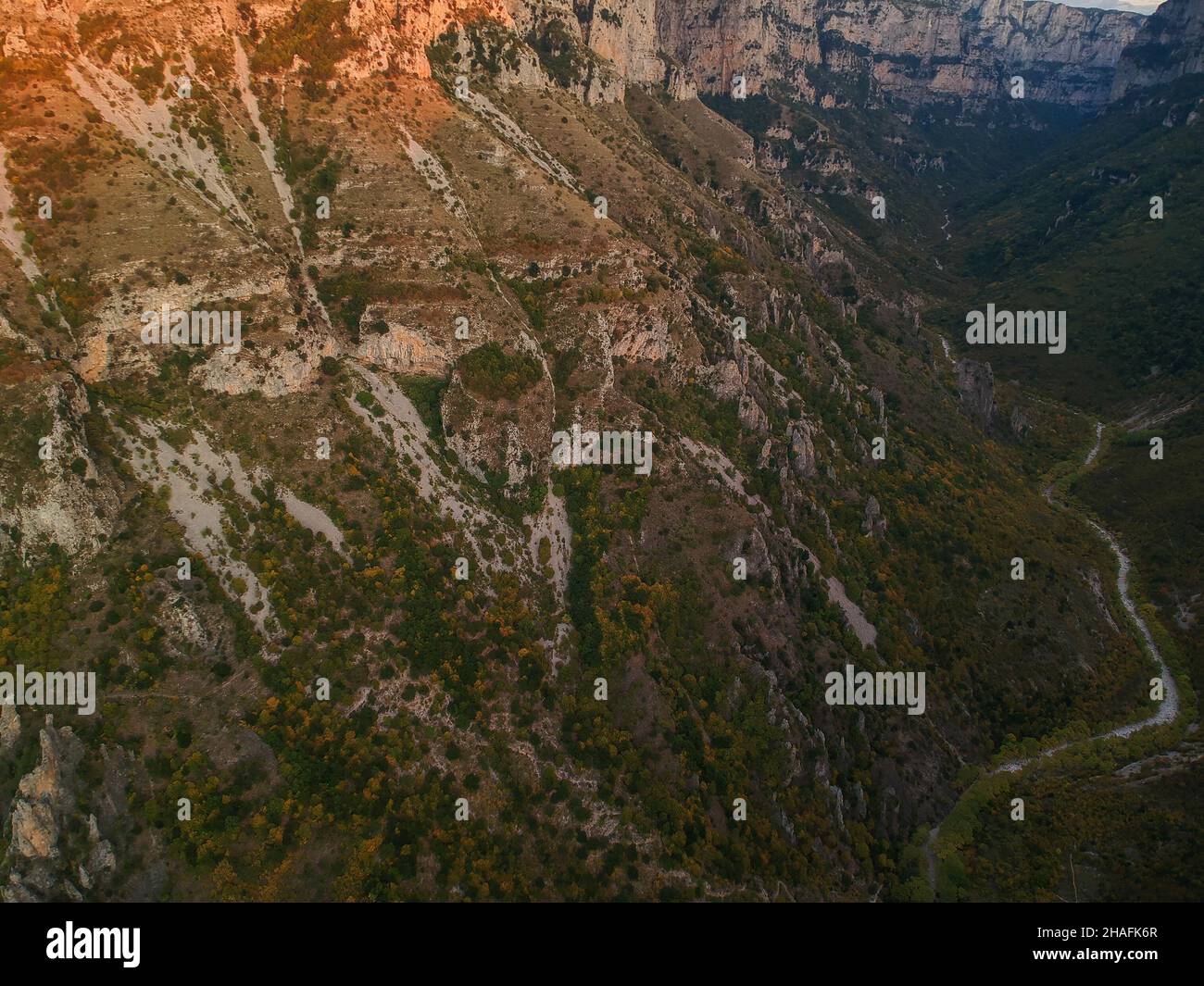 Aerial panoramic view of the impressive Vikos gorge in the Zagoria ...