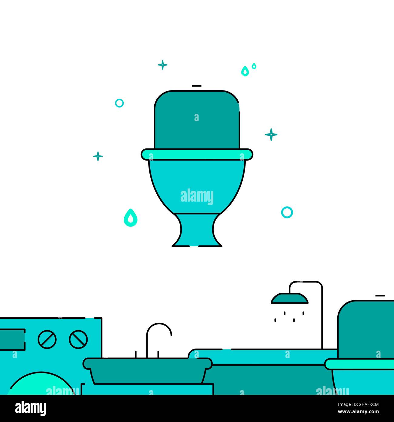 Toilet bowl filled line vector icon, simple illustration, Plumbing ...