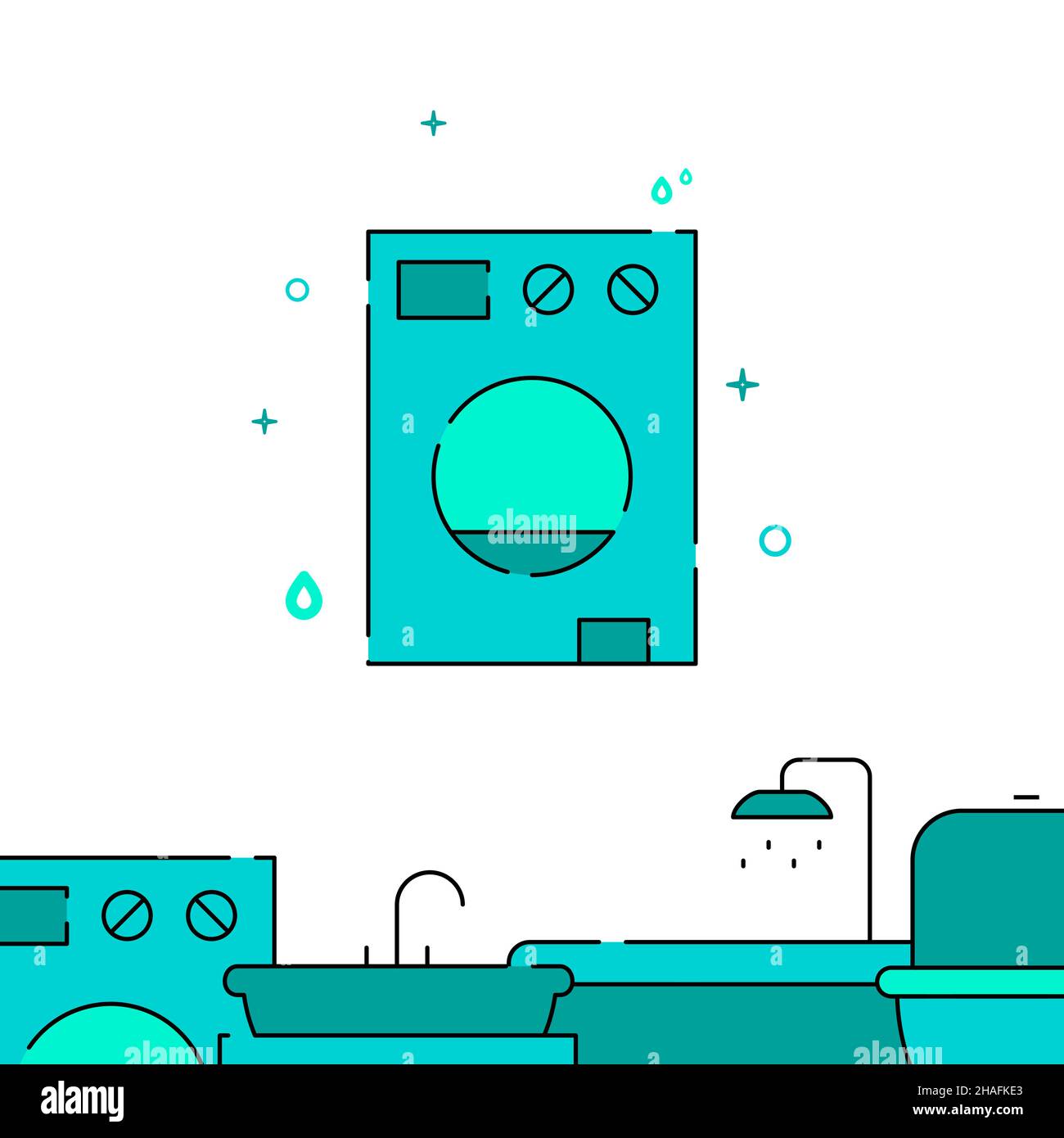 Washer, washing machine filled line vector icon, simple illustration ...