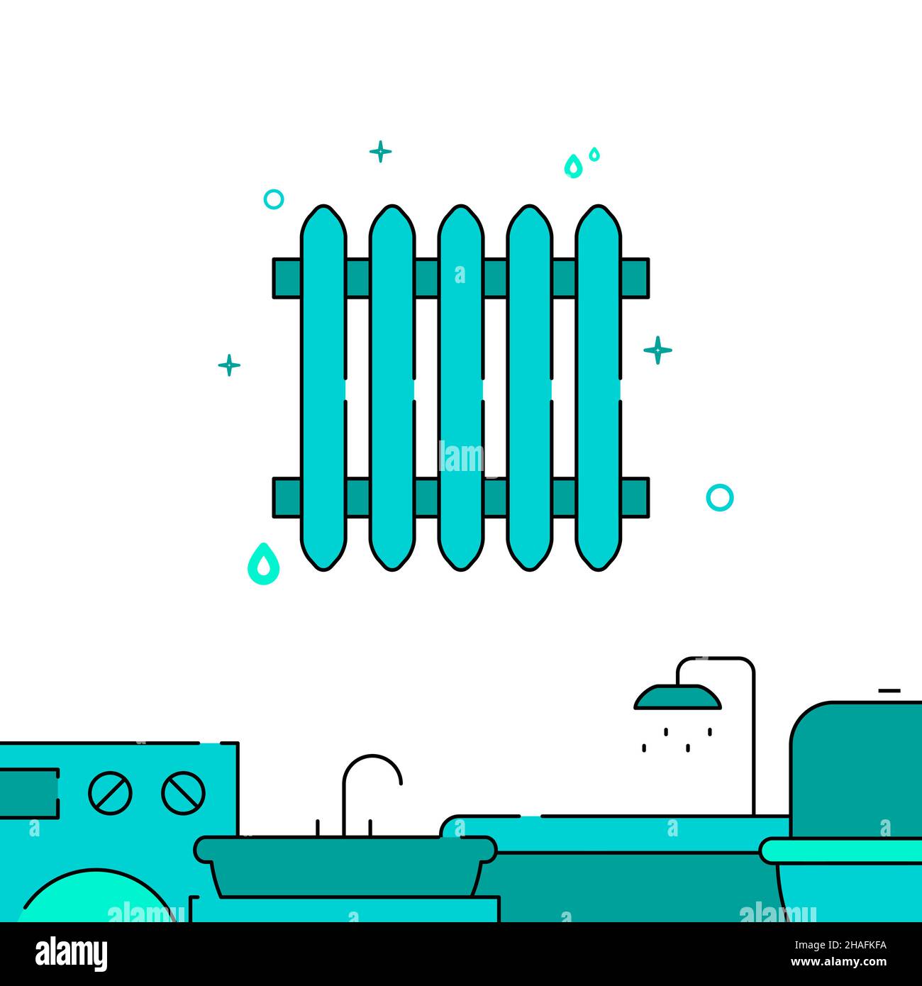 Heating battery radiator filled line vector icon, simple illustration ...