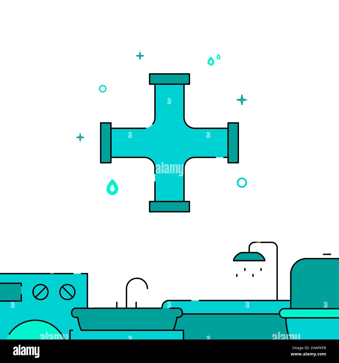 Pipe cross filled line vector icon, simple illustration, Plumbing ...