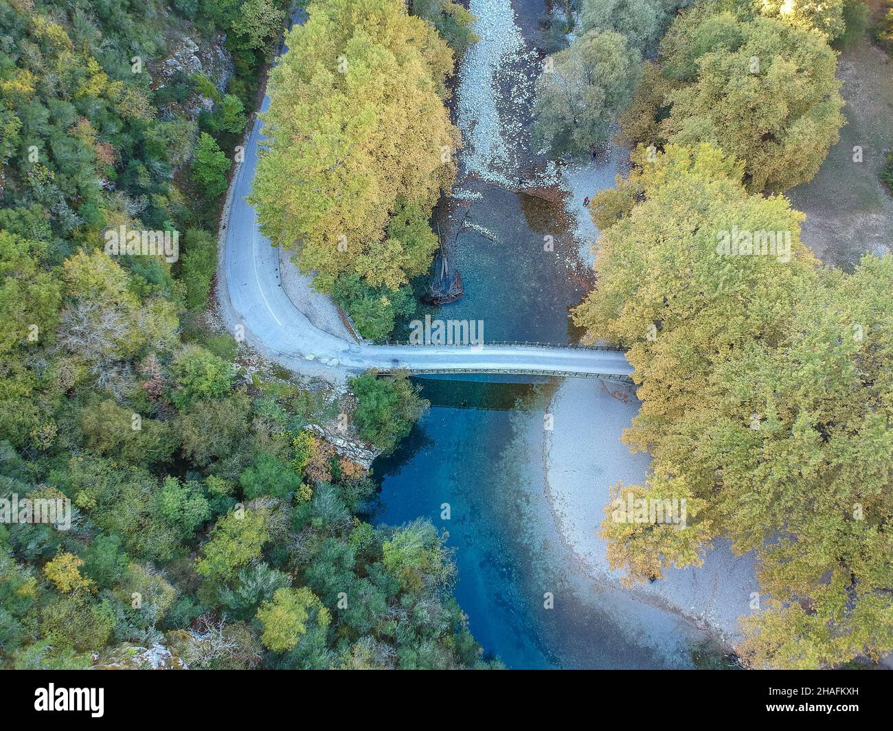 Scenic view over the natural beauty at the famous voidomatis river ...