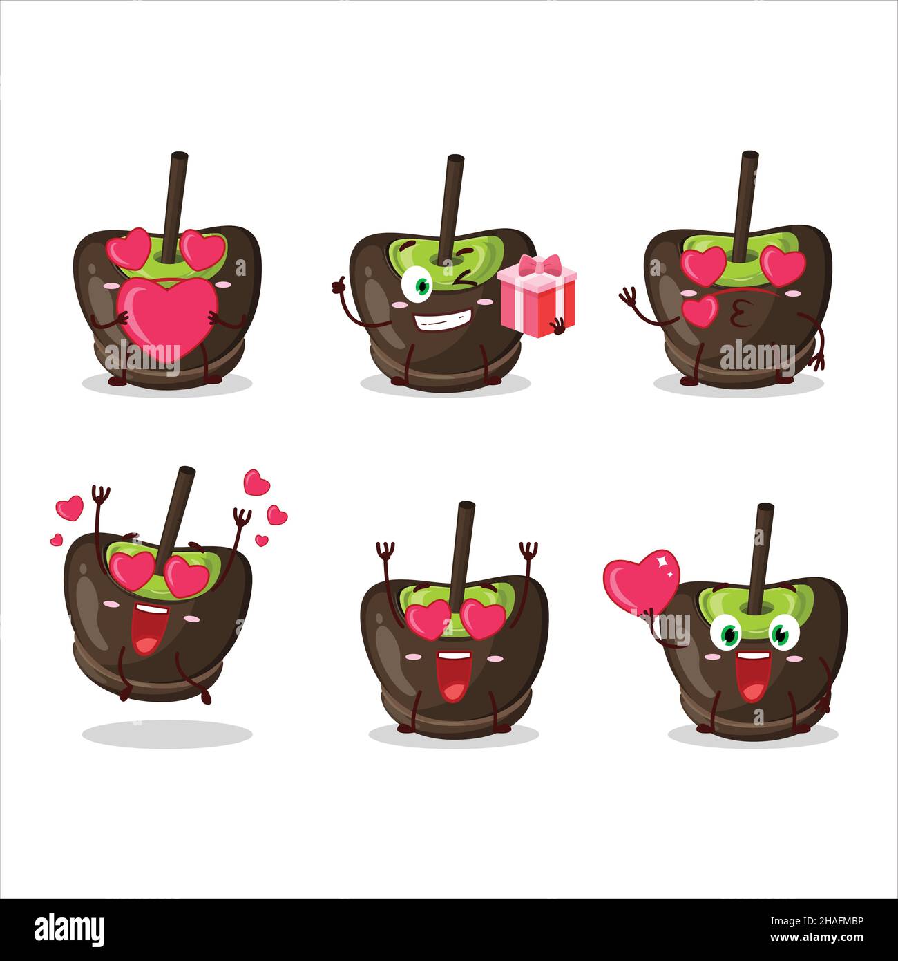 Chocolate sugar candy cartoon character with love cute emoticon. Vector ...