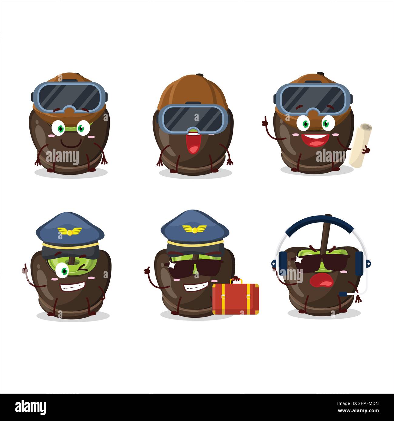Pilot cartoon mascot chocolate sugar candy with glasses. Vector ...