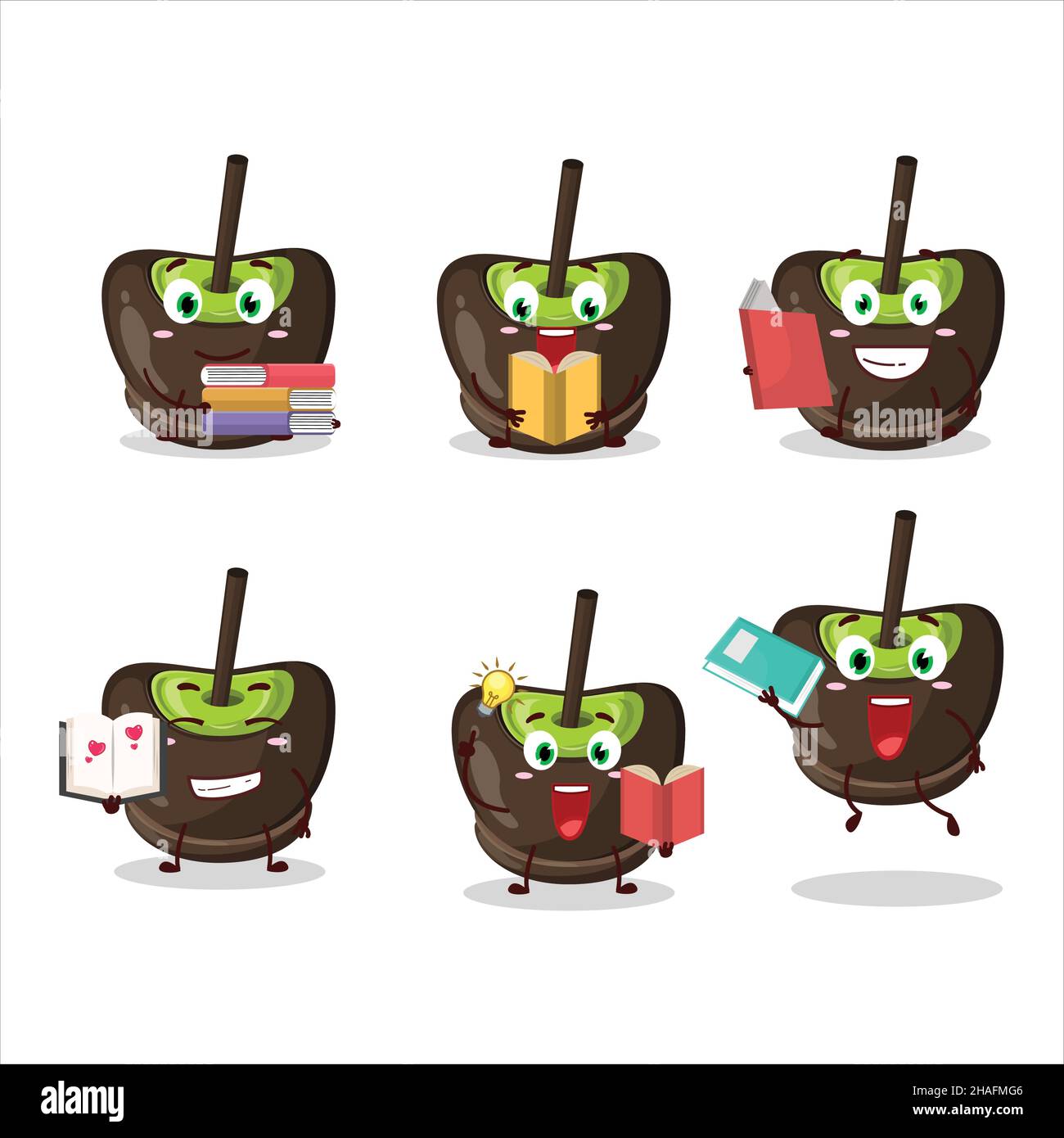 A picture of chocolate sugar candy cartoon character concept reading an ...