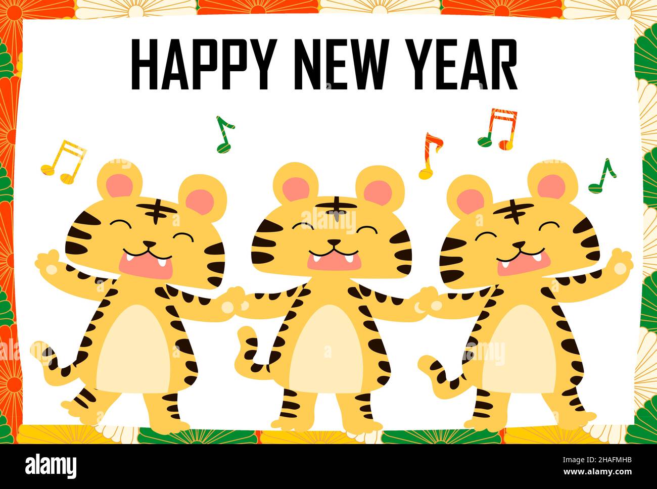 This is a illustration of Japanese New Years card for the Tiger year in 2022 Stock Vector Image ...