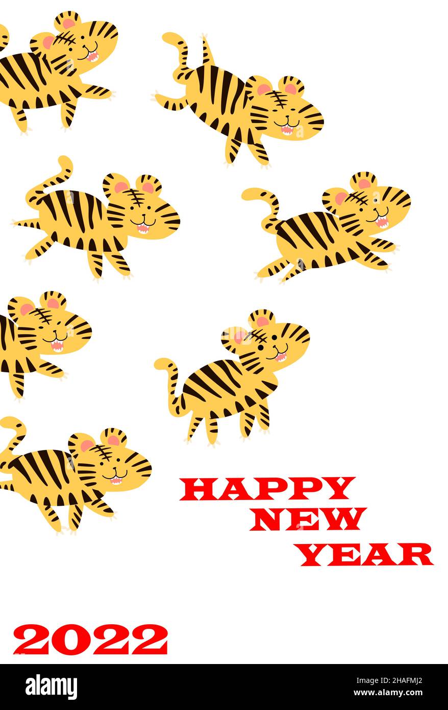 This is a illustration of Japanese New Years card for the Tiger year in ...