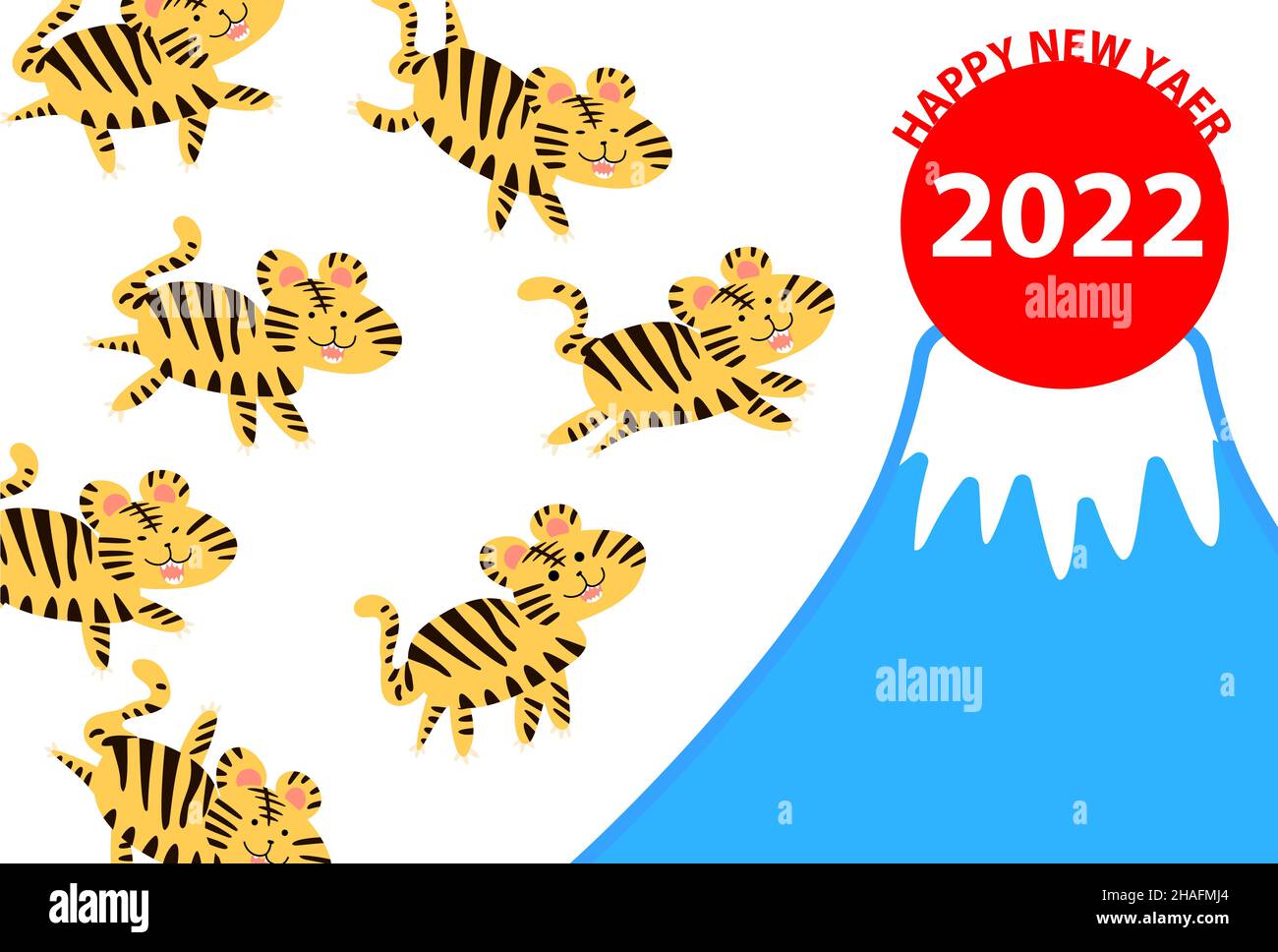 This is a illustration of Japanese New Years card for the Tiger year in ...