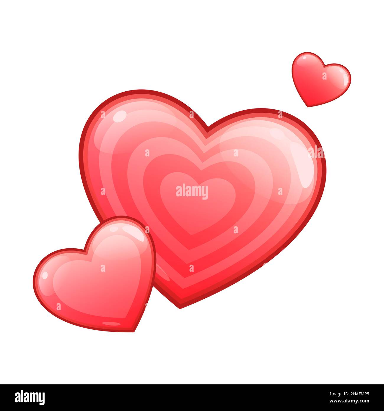 Vector cartoon style illustration of three hearts Stock Vector Image ...