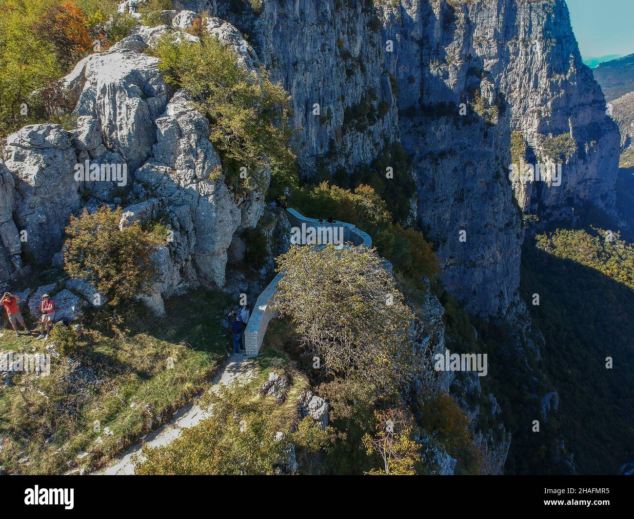 Aerial panoramic view of the impressive Vikos gorge in the Zagoria ...