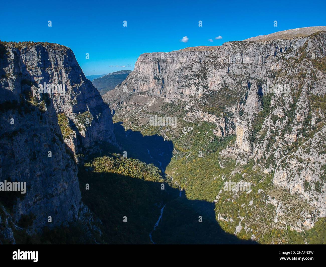 Aerial panoramic view of the impressive Vikos gorge in the Zagoria ...
