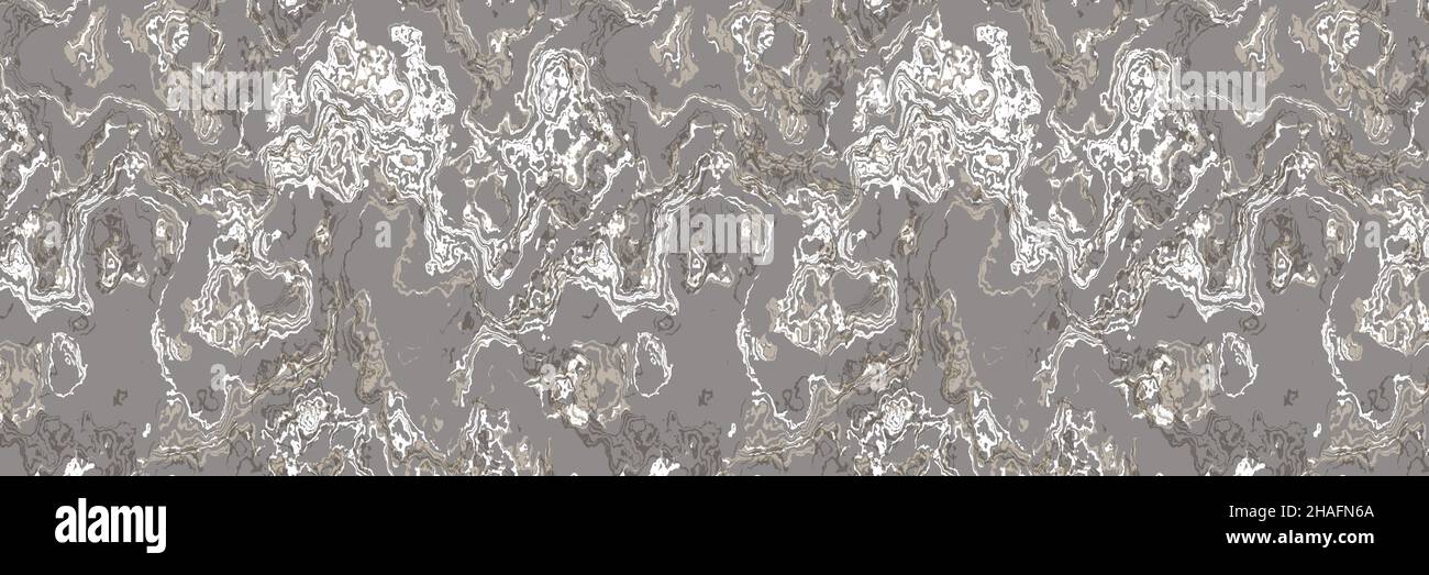 Grey tonal marbled seamless border texture. Irregular pale ink blotch ...
