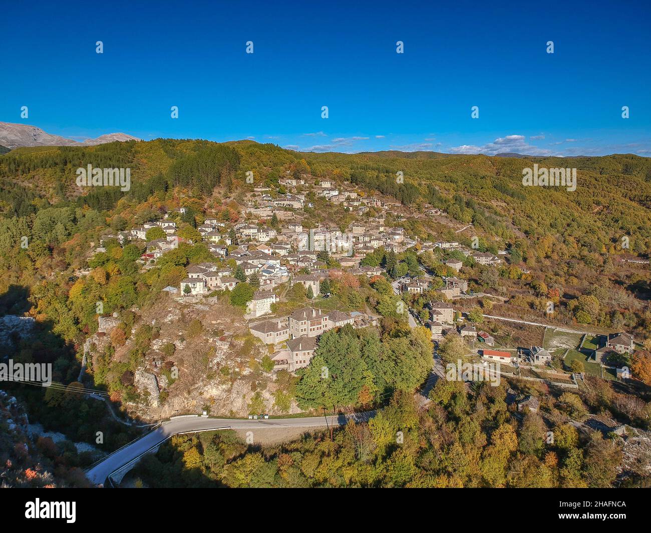 Aerial panoramic view of the picturesque village Kipi Located near ...