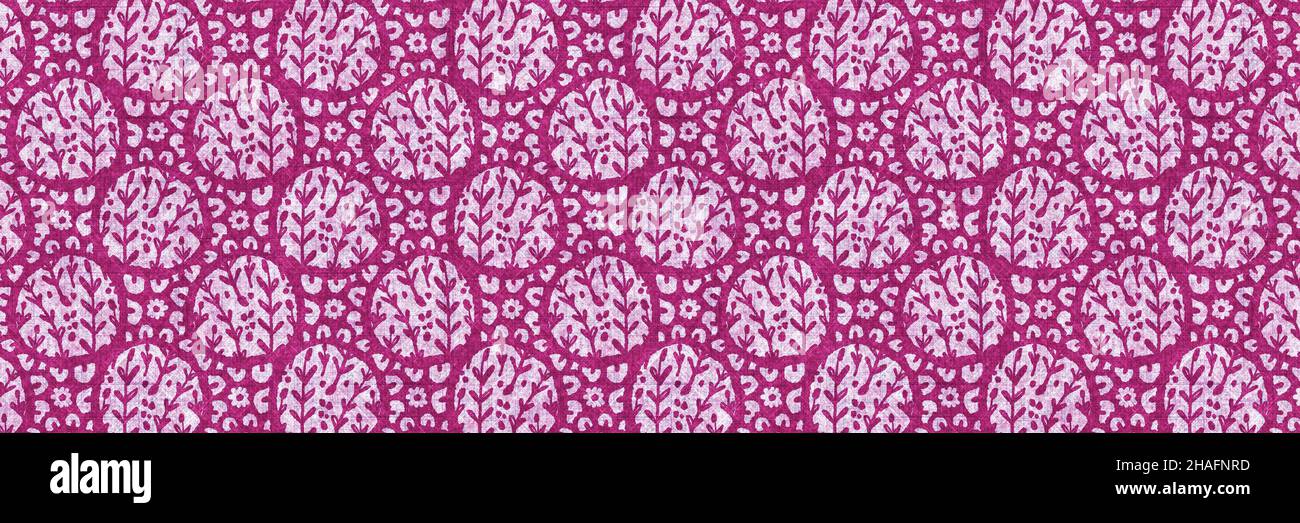 Fuchsia pink botanical seamless border edge. Modern bright tonal ...