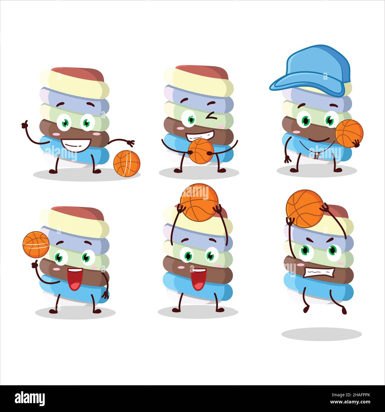 Talented rainbow marshmallow twist cartoon character as a basketball ...