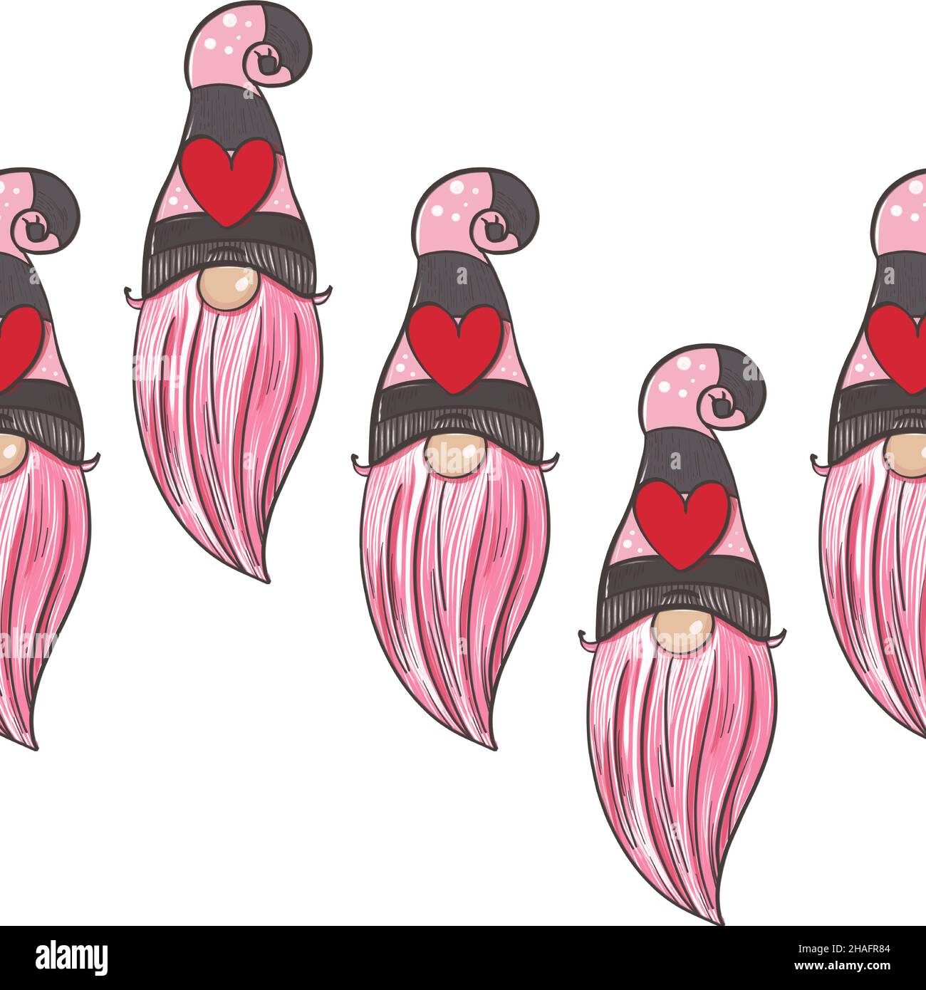 Seamless pattern illustration of a gnome with a beard in a hat. New ...