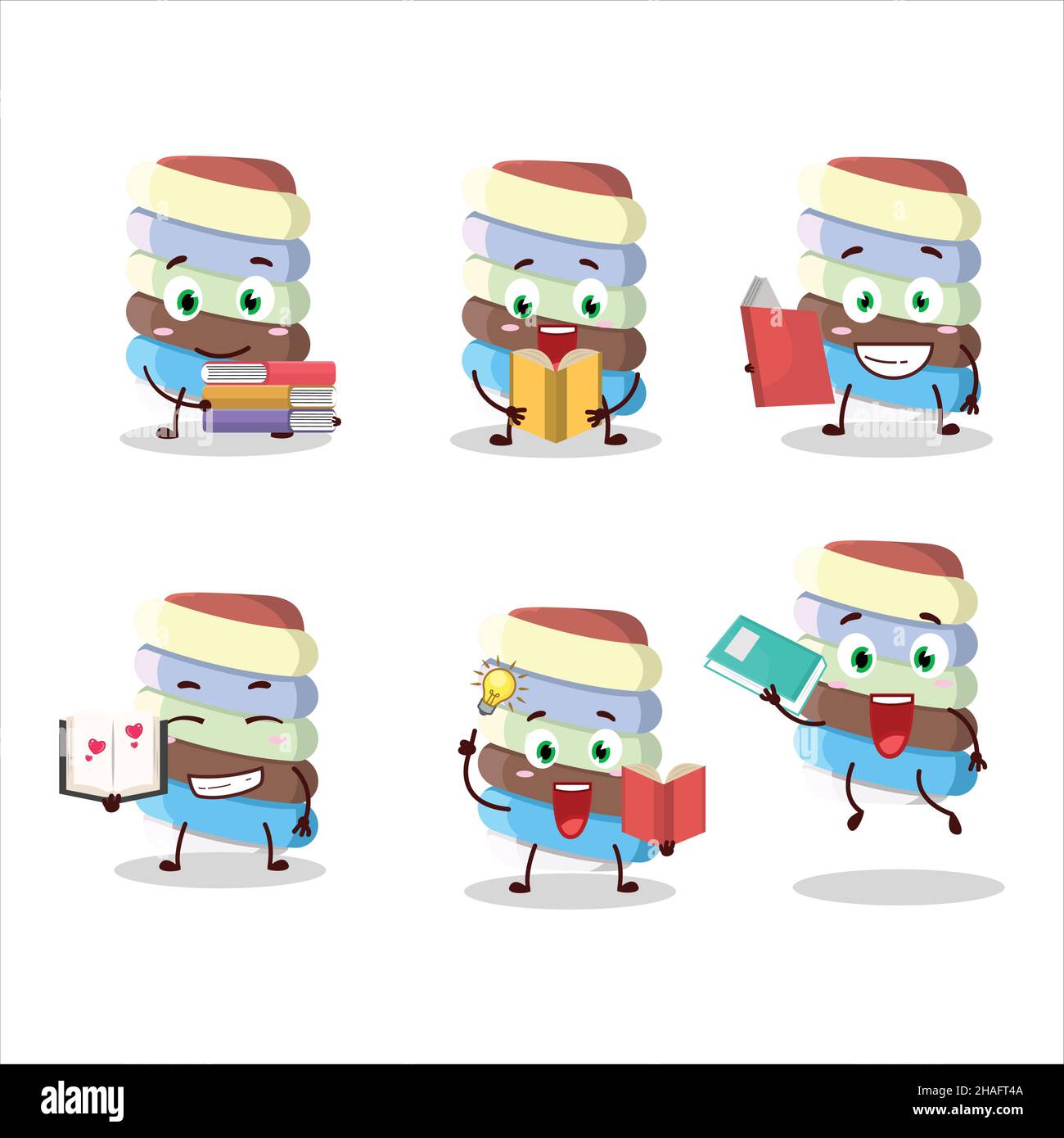 A picture of rainbow marshmallow twist cartoon character concept ...
