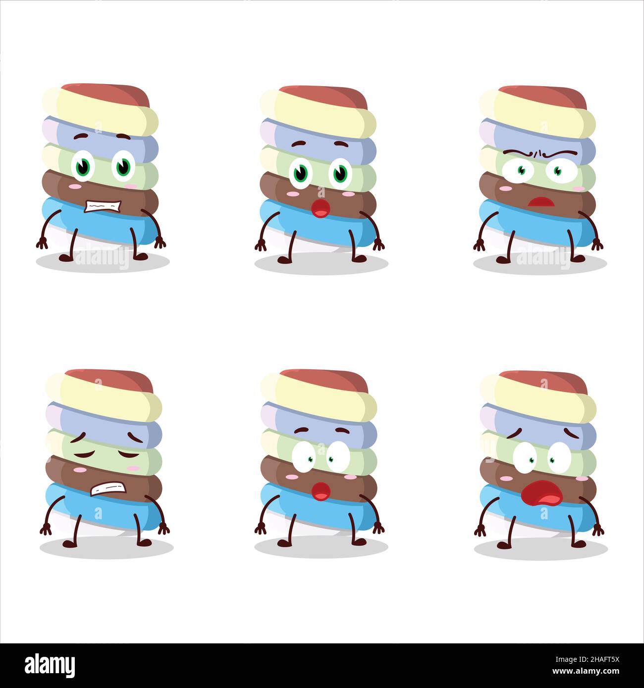 Character cartoon of rainbow marshmallow twist with scared expression ...