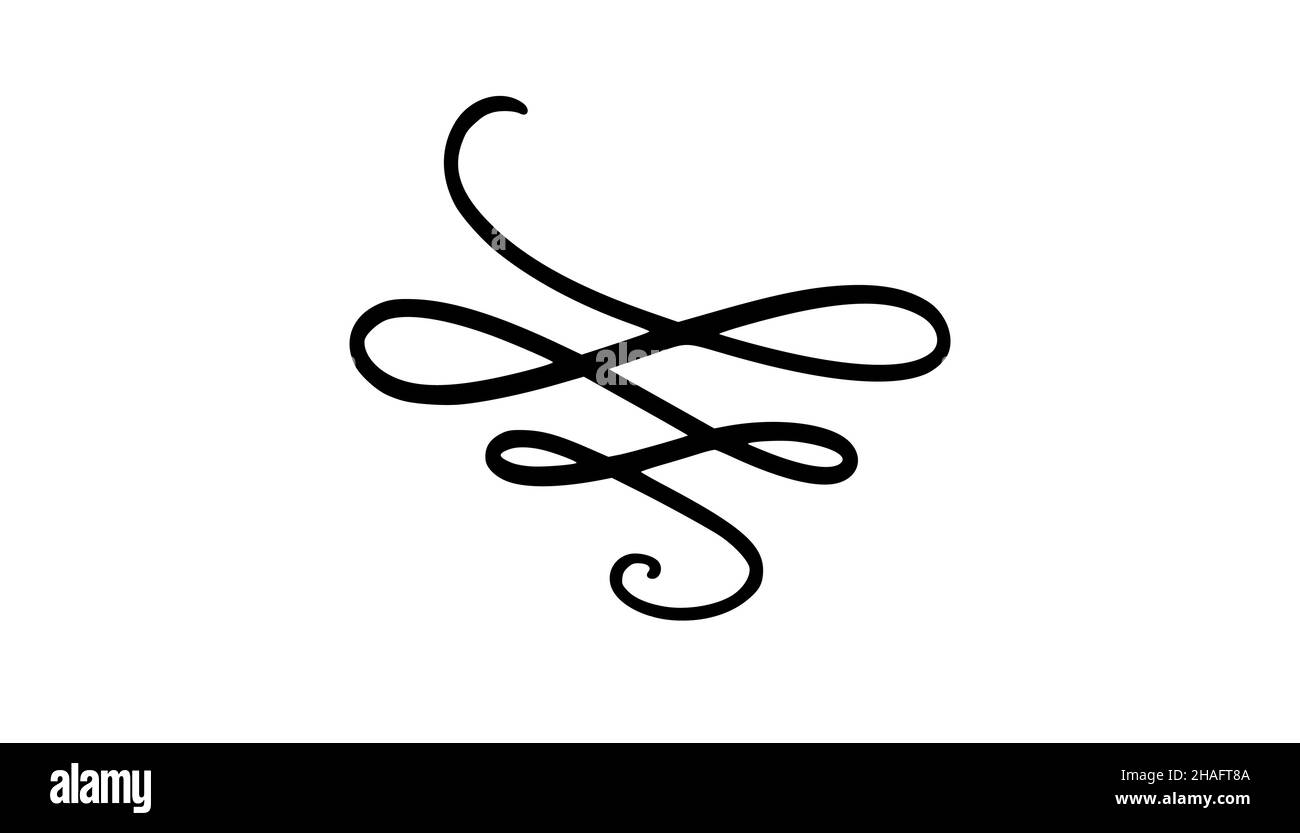 Squiggle and swirl line. Hand drawn calligraphic swirl. Vector ...