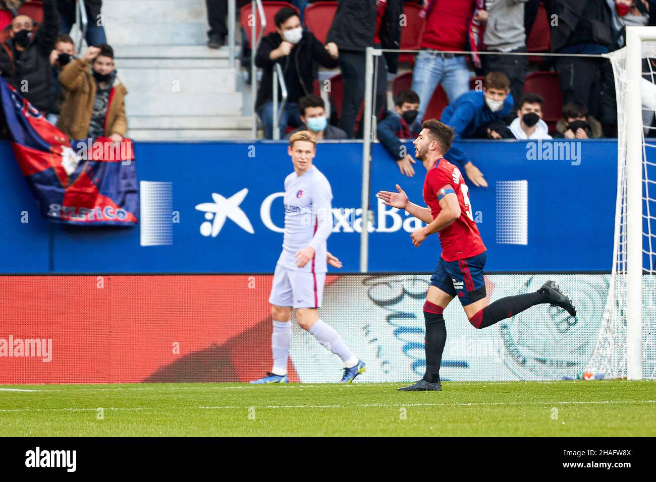 David García (R), defender of CA Osasuna celebrates a goal during the ...
