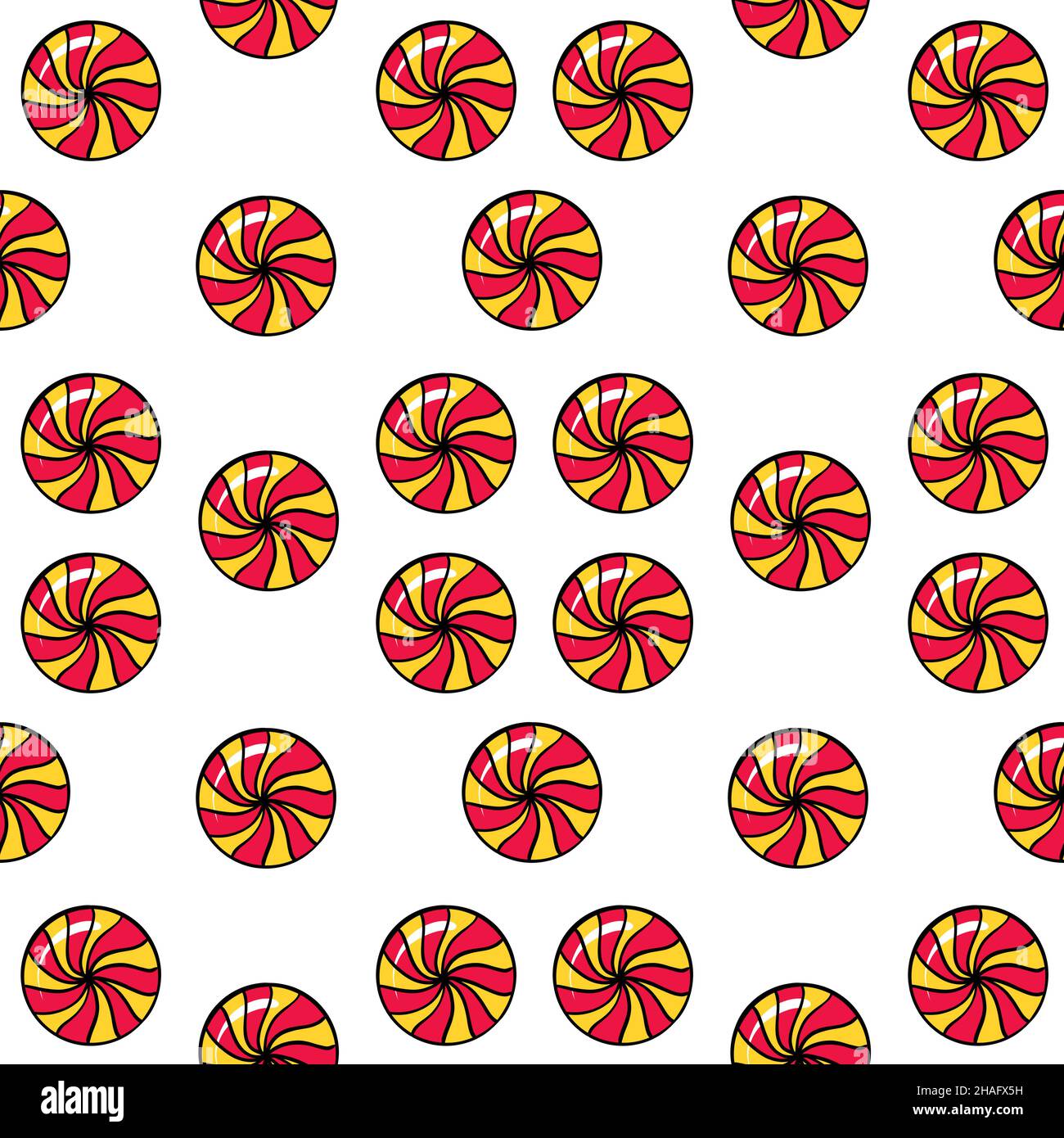 Seamless raster pattern candy lollipop in a round shape of different ...