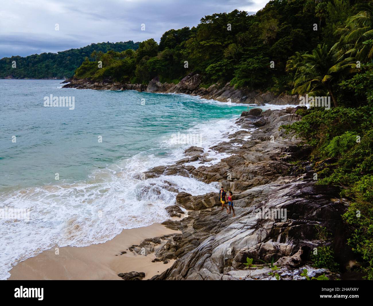 Freedom beach in Phuket Thailand. tropical beach with palm trees and ...