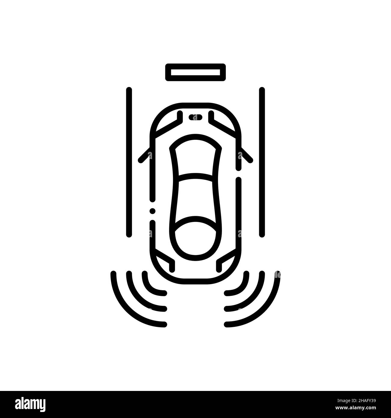 Smart sensor assisted car parking. Pixel perfect, editable stroke icon ...