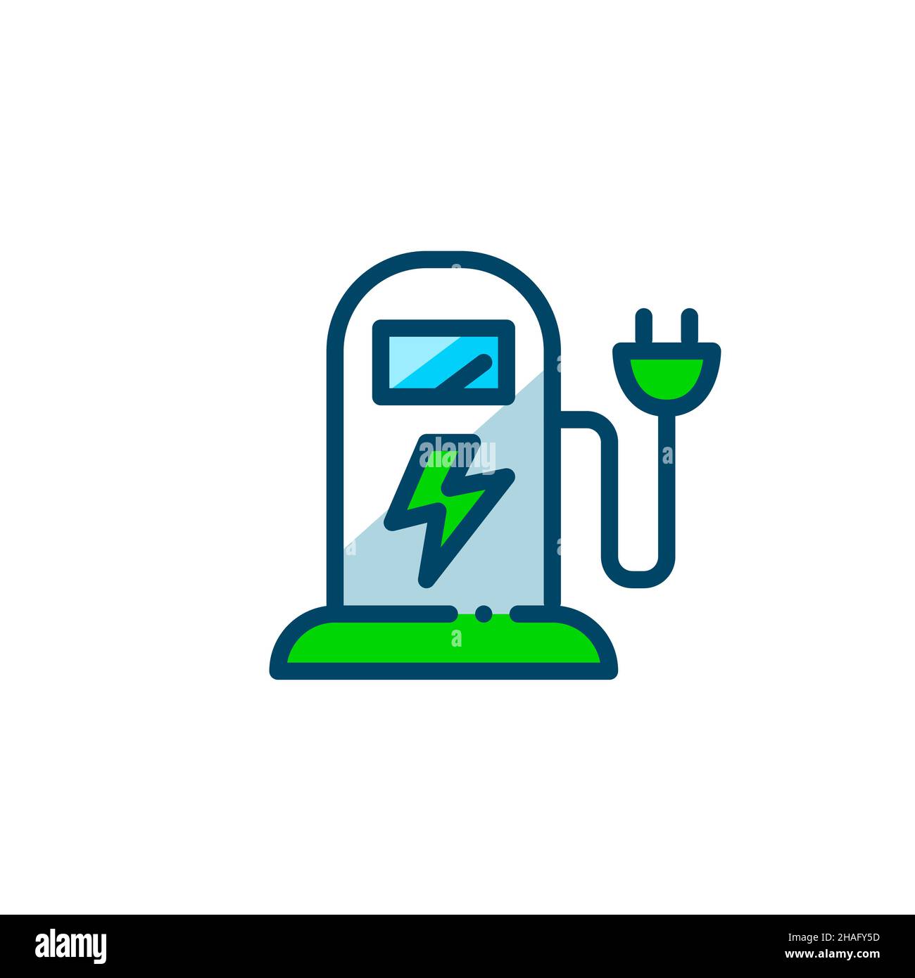 Electric cars charging station. Pixel perfect, editable stroke colorful ...