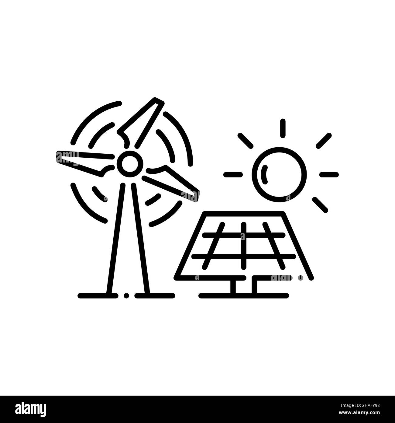 Alternative energy sources. Windmill and solar panel. Sustainable ...