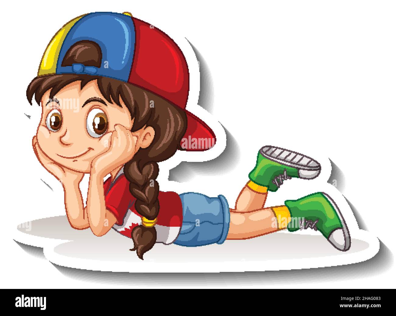 Cute girl wears cap cartoon character illustration Stock Vector Image ...