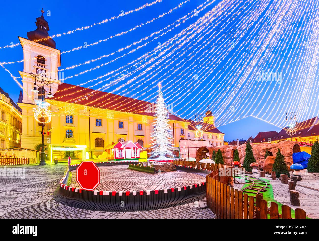 Sibiu, Romania. Christmas Market winter tale, famous winter fair in ...