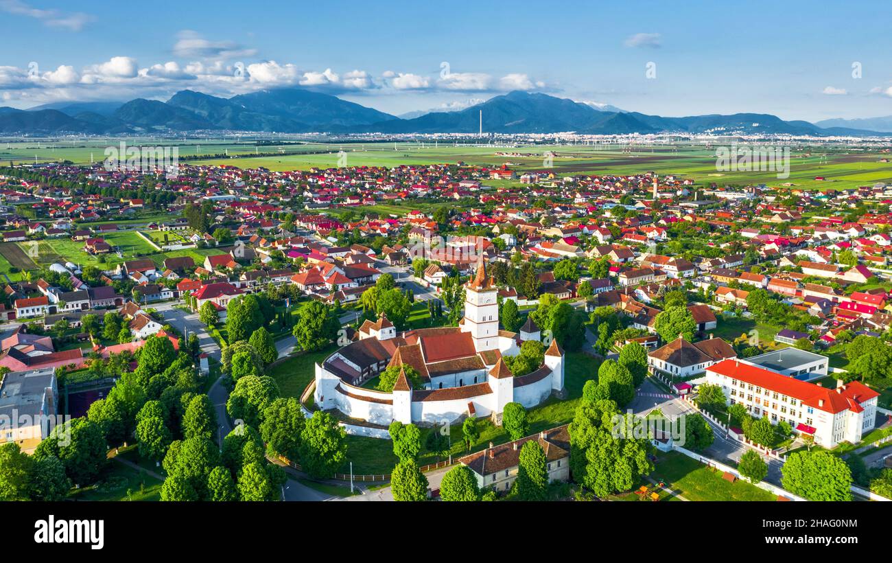 Harman, Romania. Aerial view of medieval fortified church of Harman ...