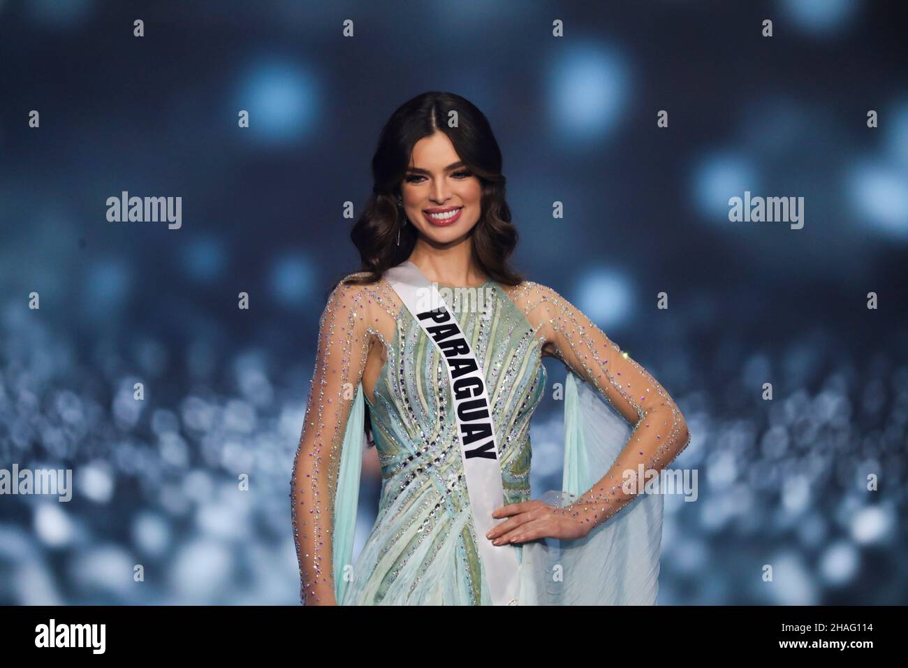 Eilat, Israel. 13th Dec, 2021. Miss Paraguay, Nadia Ferreira, competes ...