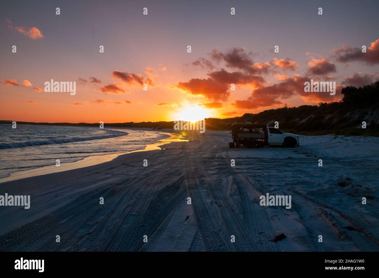 Australian camping on the beach - ute - vanlife Stock Photo - Alamy