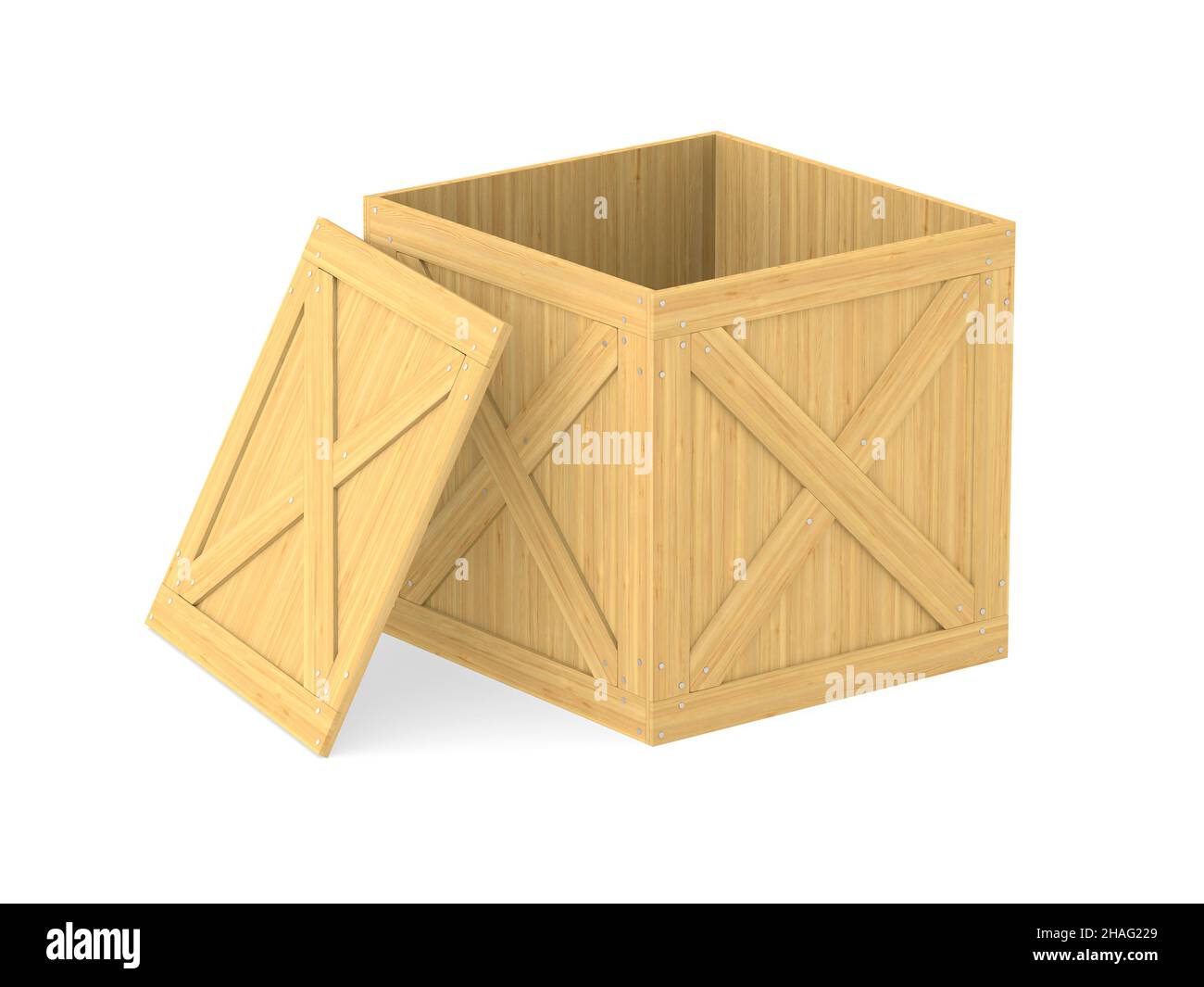 open wooden cargo box on white background. Isolated 3D illustration ...