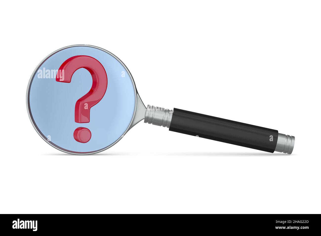 magnifier and question on white background. Isolated 3D illustration ...