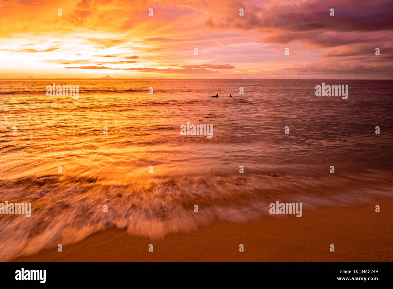 Naithon beach Phuket Thailand, sunset at the tropical beach of Naithon ...