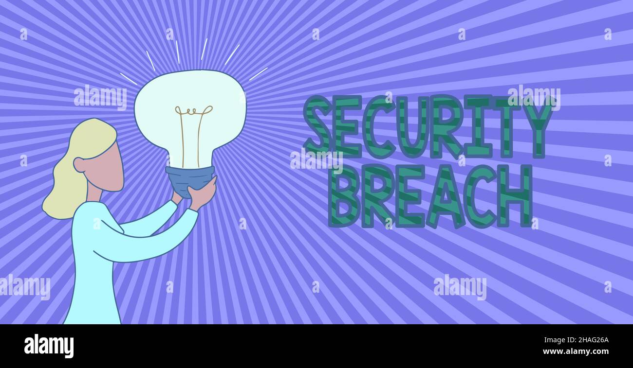 Sign displaying Security Breach. Internet Concept incident that results ...