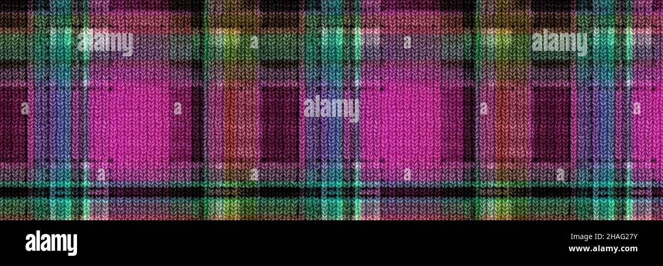 Classic winter tartan knit wool plaid seamless edging border. Retro ...