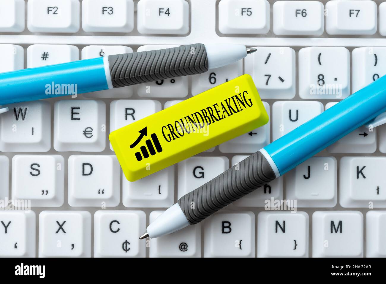 Sign displaying Groundbreaking. Word for Very new and a big change from ...