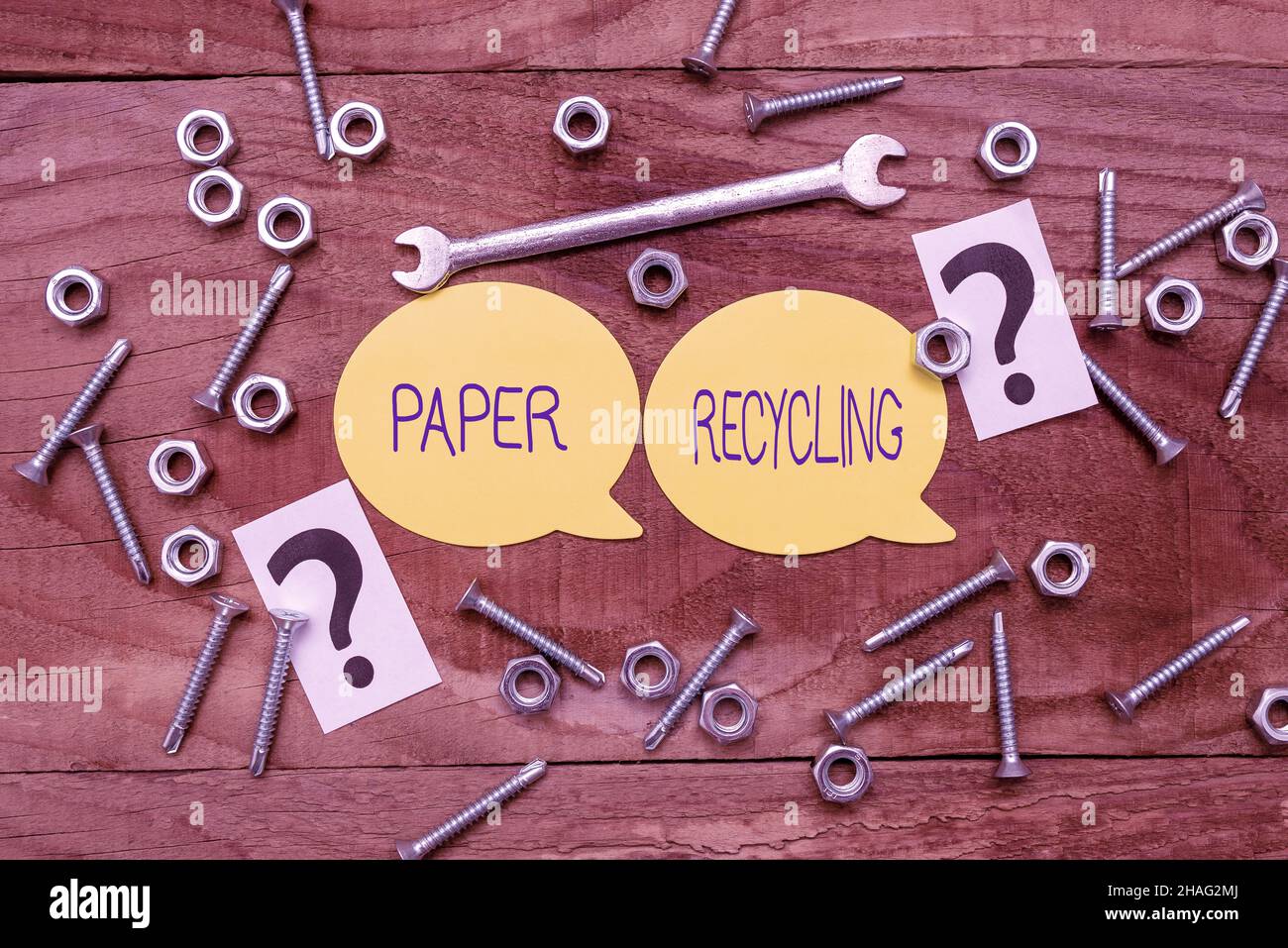 Conceptual display Paper Recycling. Word for Using the waste papers in ...
