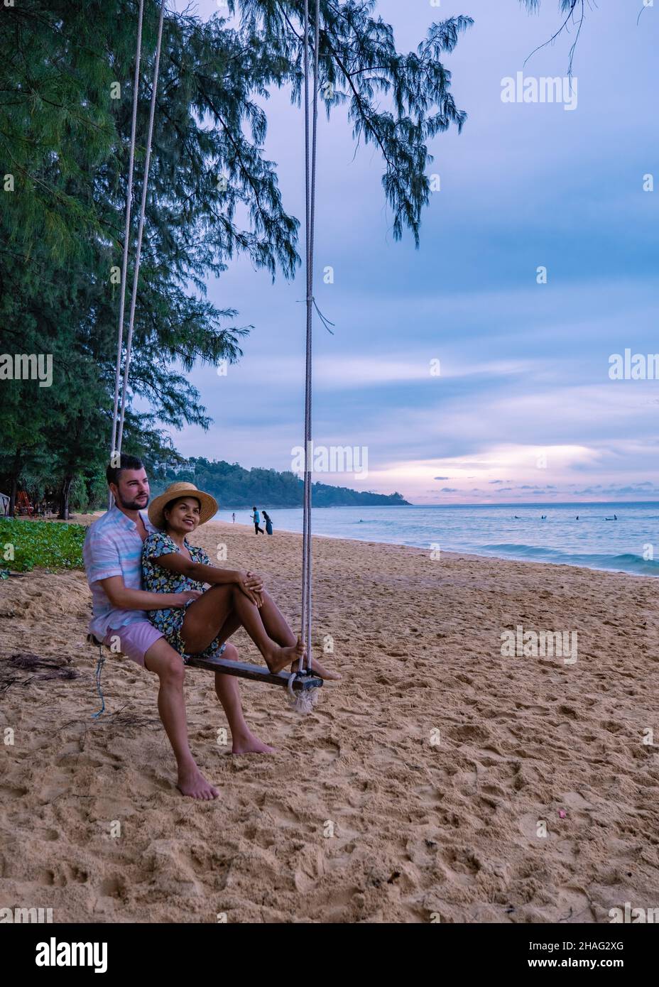 Naithon beach Phuket Thailand, sunset at the tropical beach of Naithon ...