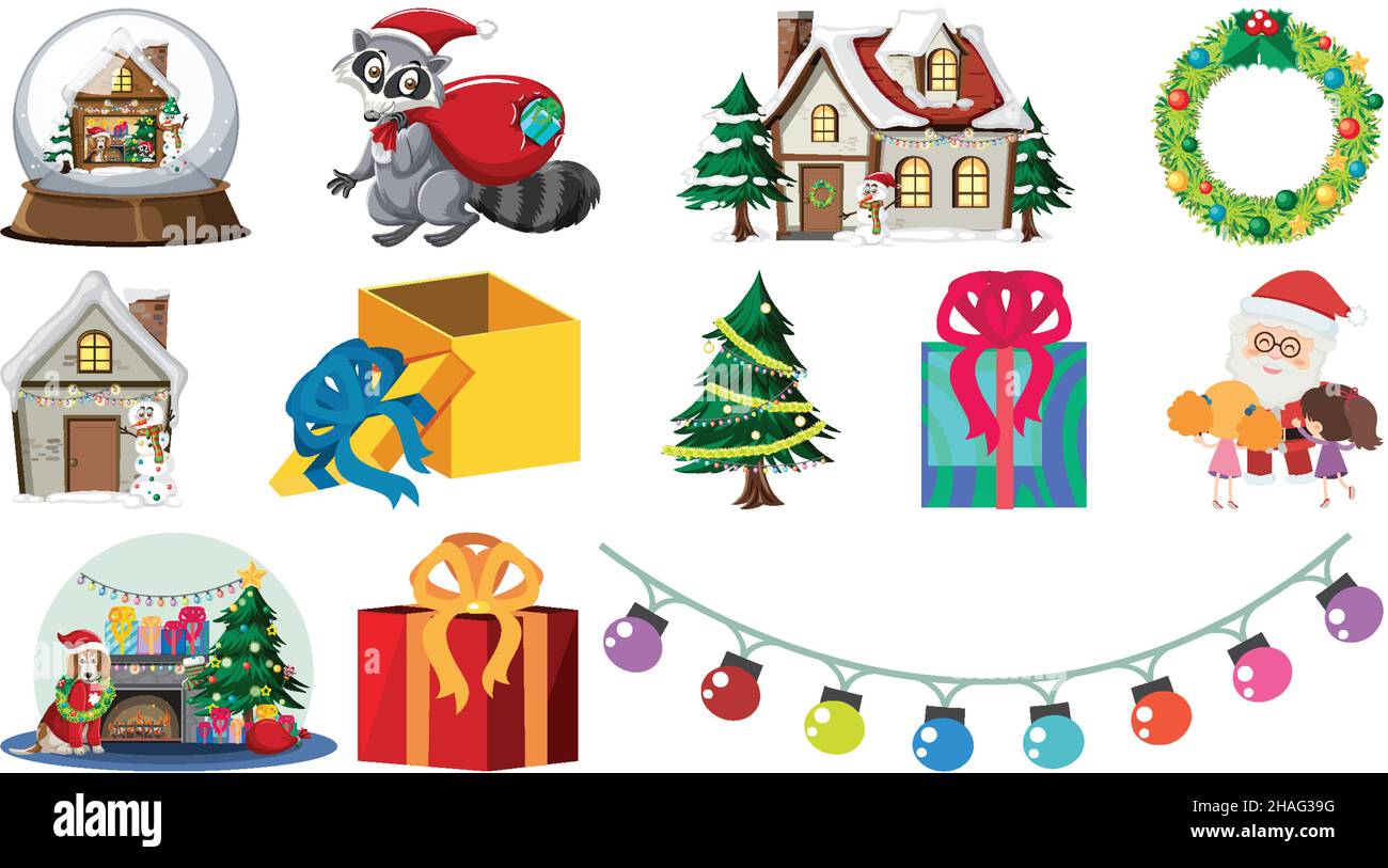 Isolated Christmas Objects And Elements Set illustration Stock Vector ...