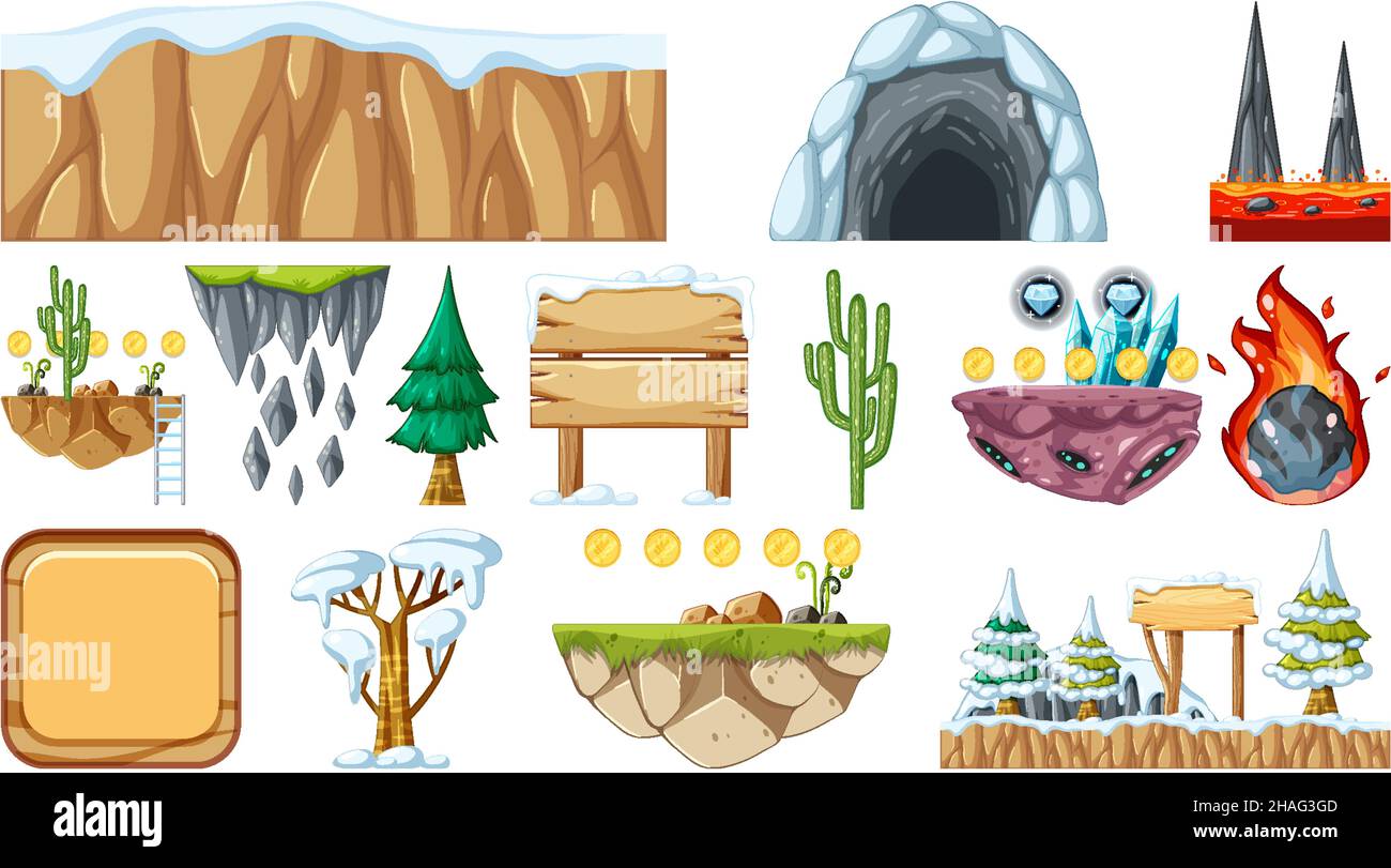 Set Of Isolated Game Objects Illustration Stock Vector Image And Art Alamy