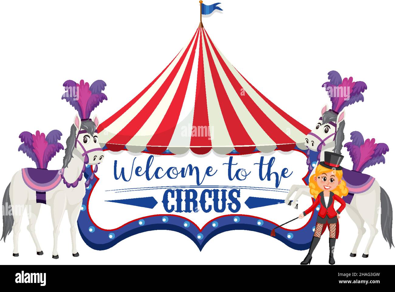 Welcome to the circus banner with circus horse illustration Stock ...